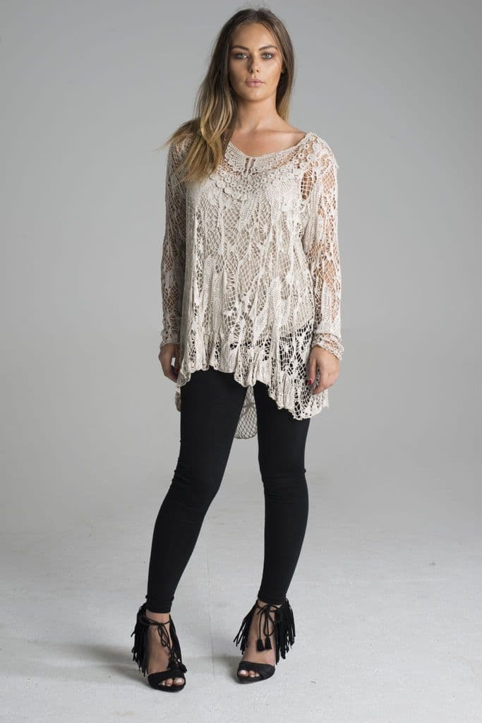 Italian Long Sleeve Crochet Top